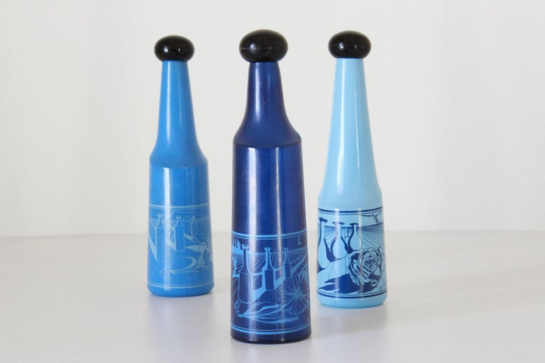 Vintage Bottle, Salvador Dali for Rosso Antico Ltd, Italy 1970s, set of ...