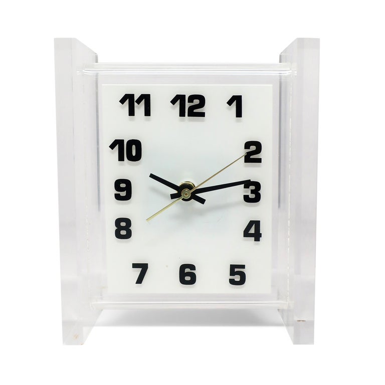 1970s Vintage Lucite Desk Clock For Sale at 1stDibs