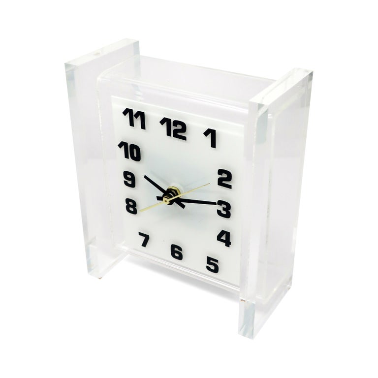 1970s Vintage Lucite Desk Clock For Sale at 1stDibs