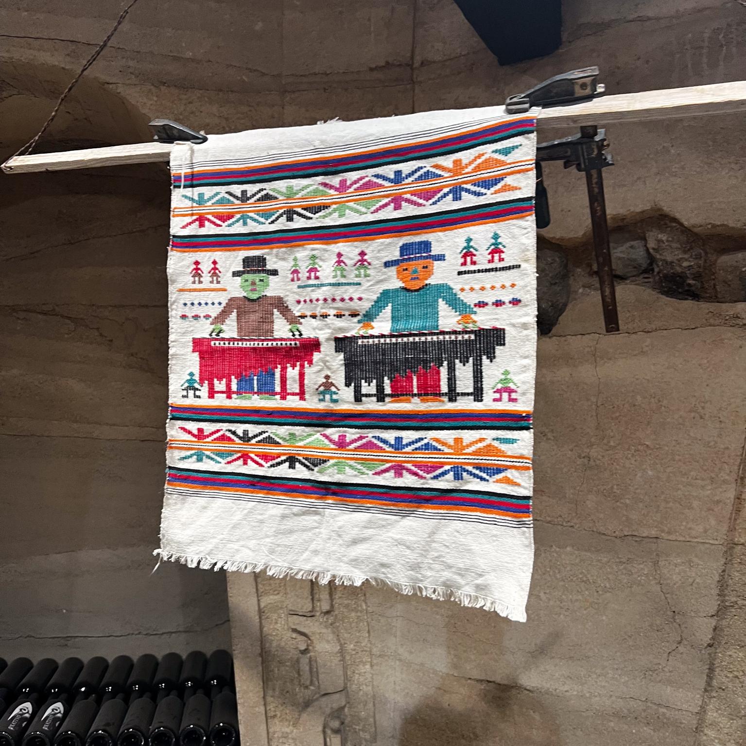 1970s Vintage Mexico Colorful Marimba Players Textile Art Tapestry For ...