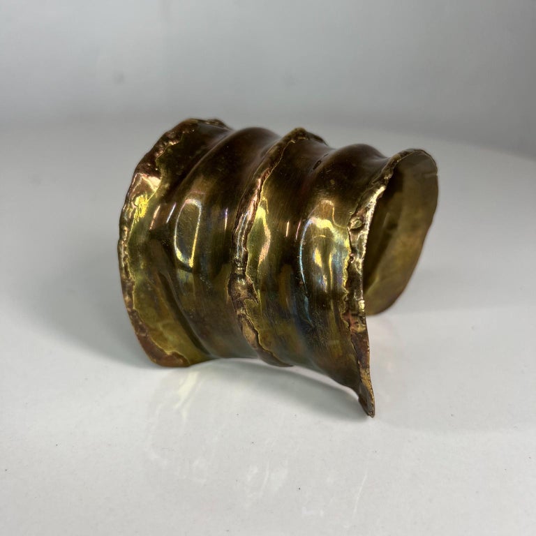 1970s Vintage Modernist Sculptural Brass Cuff Bracelet Brutalist Design ...