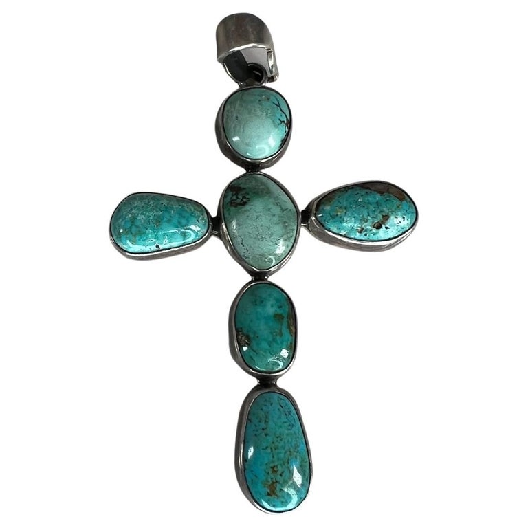 1970s Vintage Navajo Southwestern Sterling Silver Turquoise Cross ...