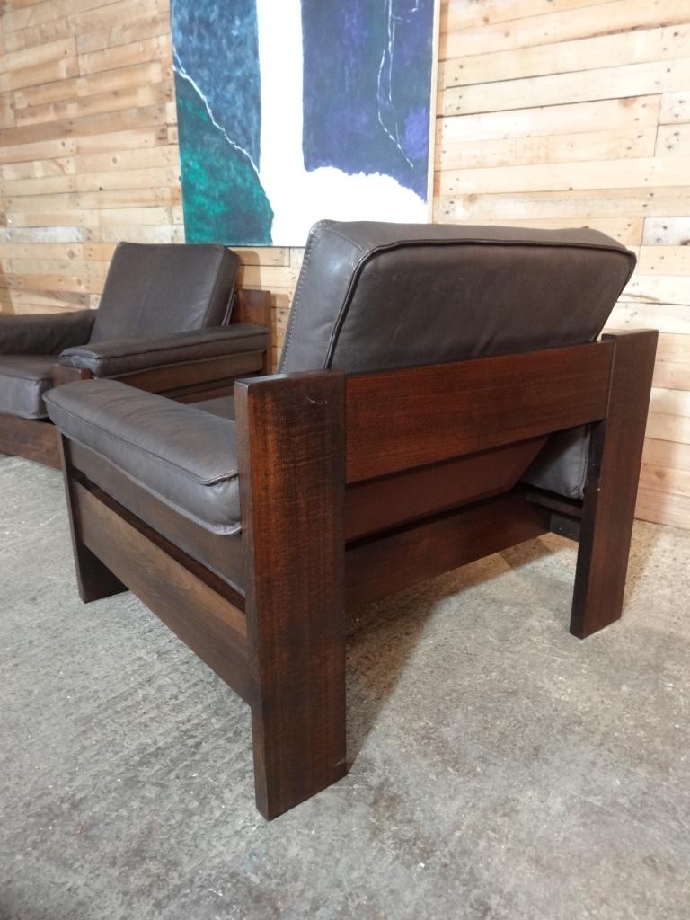 1970's Vintage Retro Leolux Black / Dark Brown Leather Arm Chair / Club ...