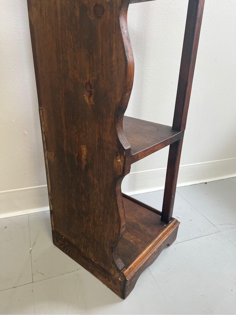 1970s Vintage Solid Wood Petite Corner Bookcase For Sale at 1stDibs