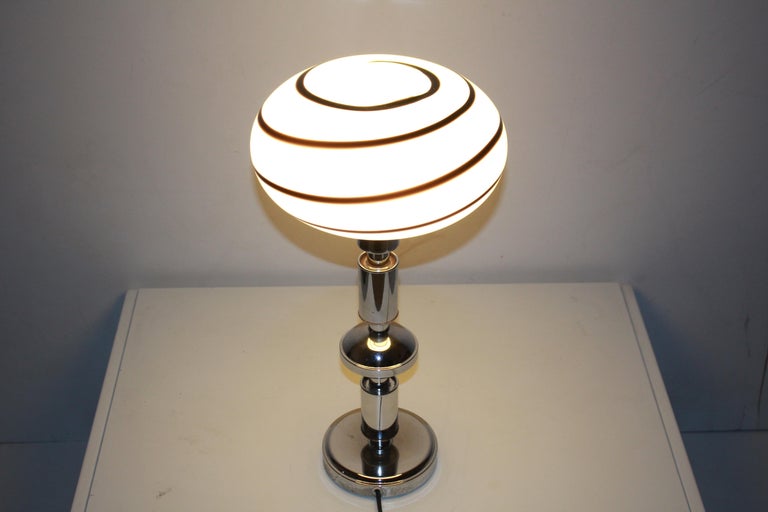 Vintage Table Lamp with Zebra Murano Glass, Italy 1970s For Sale at 1stDibs