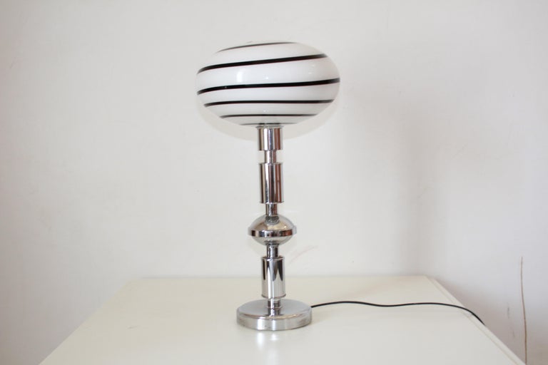 Vintage Table Lamp with Zebra Murano Glass, Italy 1970s For Sale at 1stDibs