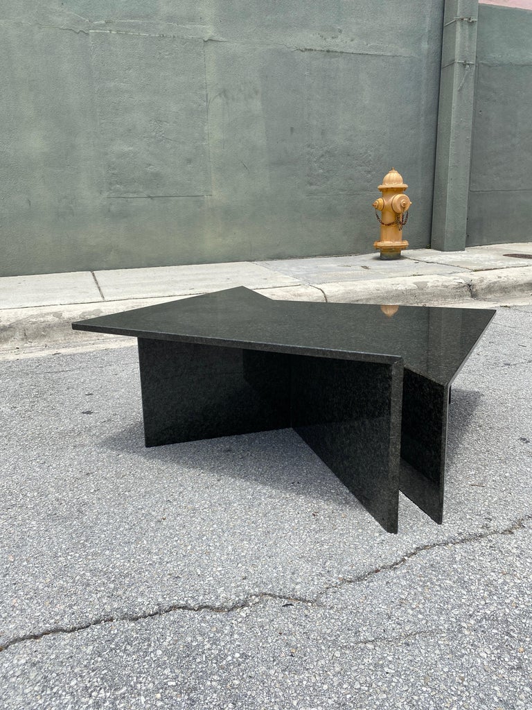 1970s Vintage Tiered Triangle Post Black Granite Coffee Table, 2 Pieces ...