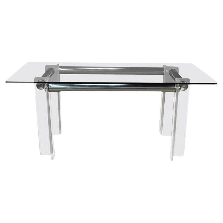 1970's Vintage Tubular Chrome and Lucite Dining Table 72 x 42 For Sale ...