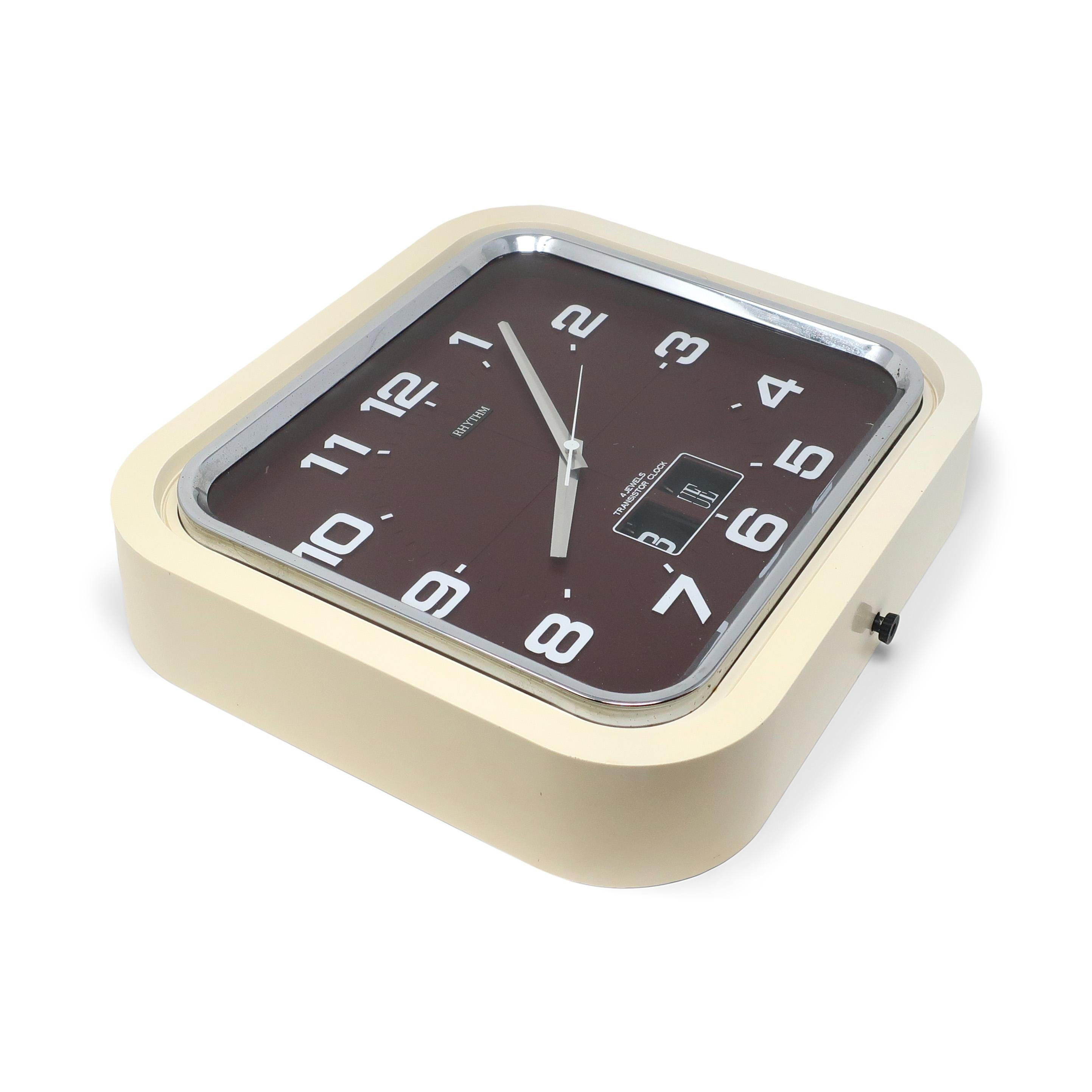 1970s Vintage Wall Clock with Day Date Function by Rhythm at 1stDibs ...