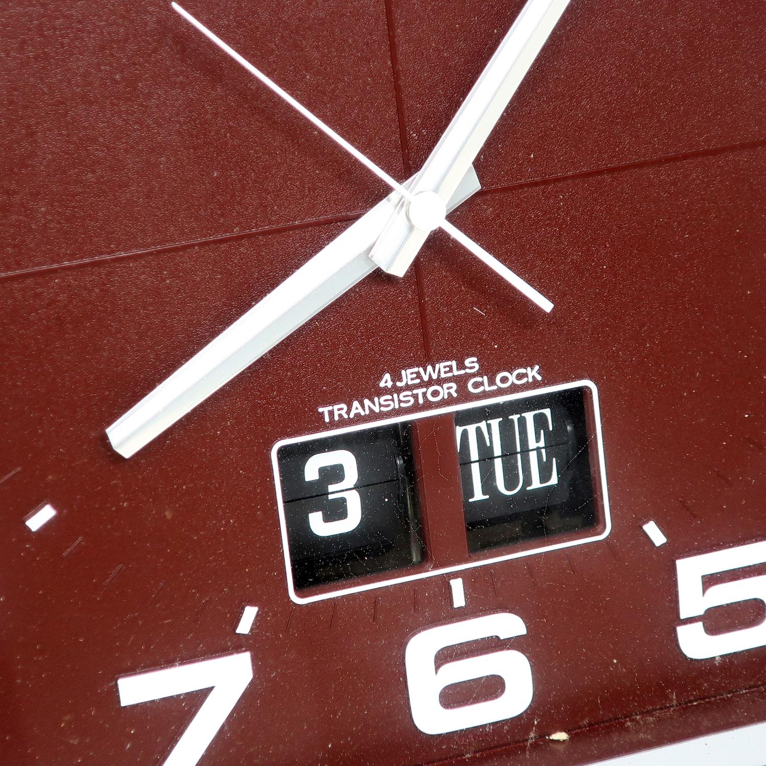 1970s Vintage Wall Clock with Day Date Function by Rhythm at 1stDibs ...