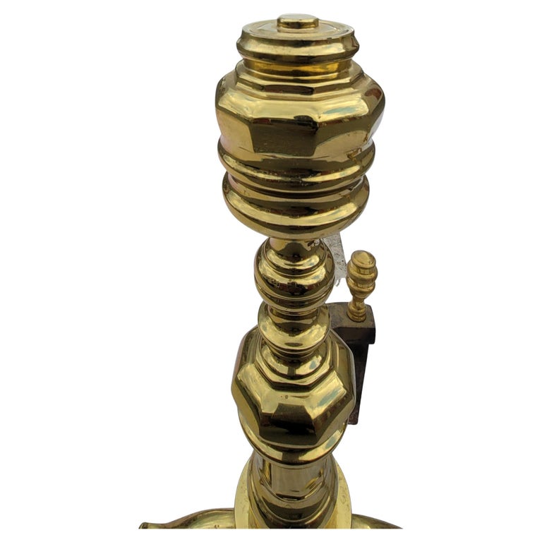 1970s Virginia Metalcrafters Cast Polished Brass and Iron Andirons For ...