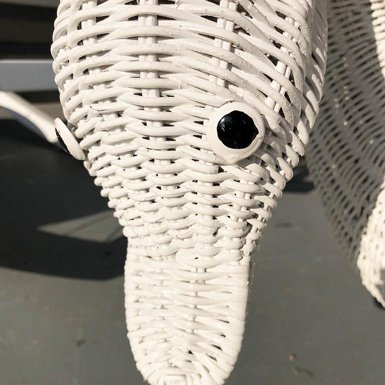 1970s White Figurative Animalia Wicker Bamboo Swan Table Style of Mario ...