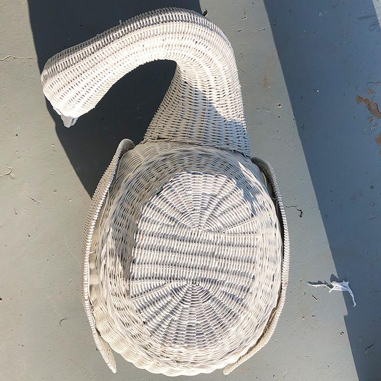 1970s White Figurative Animalia Wicker Bamboo Swan Table Style of Mario ...