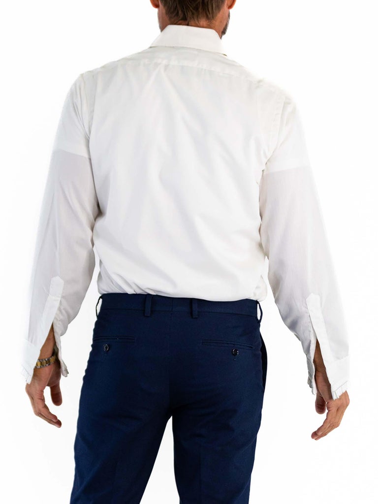 1970S White Formal Wear Tuxedo Shirt With Textured Ruffles For Sale at ...