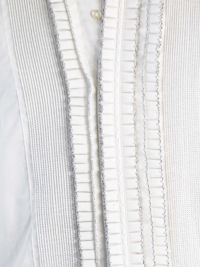 1970S White Formal Wear Tuxedo Shirt With Textured Ruffles For Sale at ...