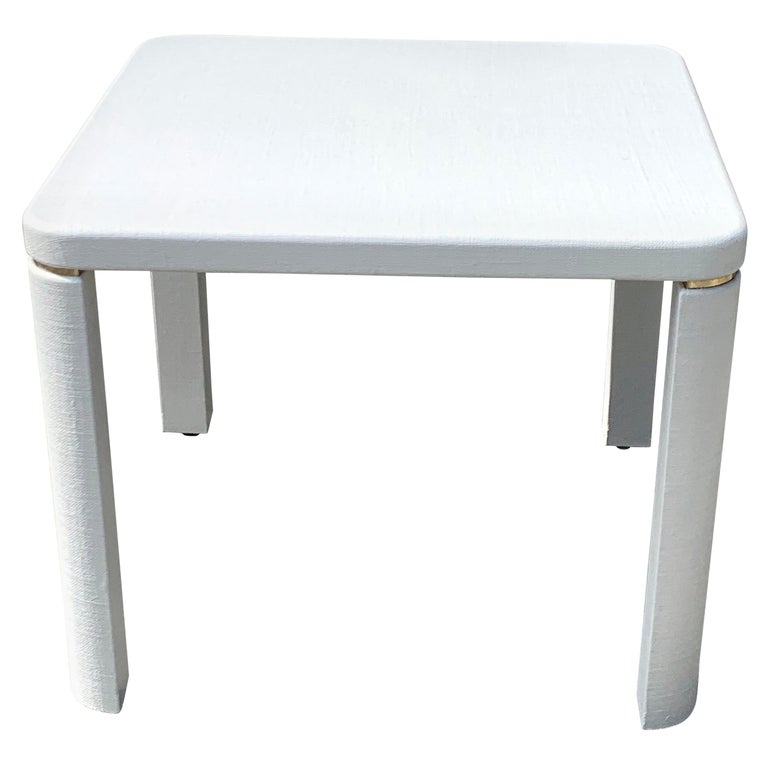 1970s White Lacquered Grasscloth Games/Parsons Table For Sale at 1stDibs