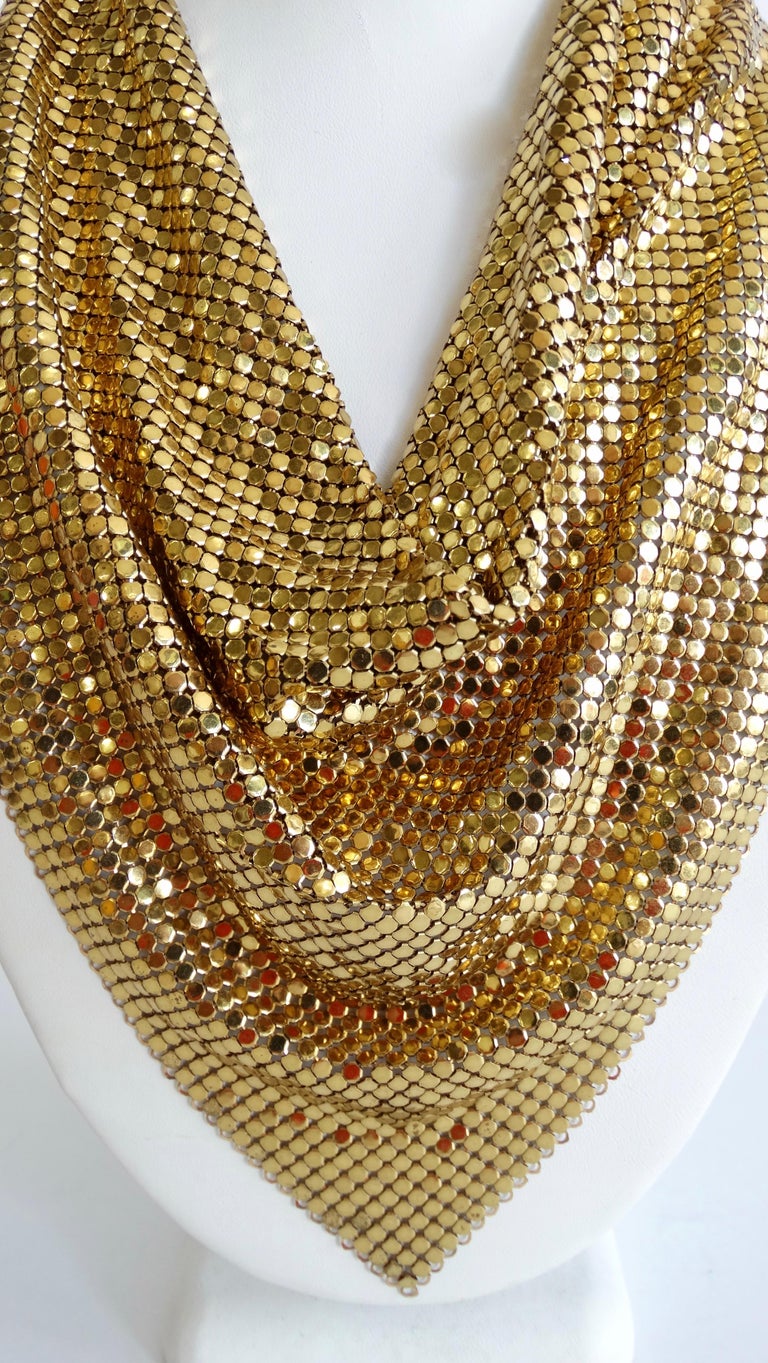 Whiting and Davis 1970s Gold Metal Mesh Bib Scarf Necklace at 1stDibs ...