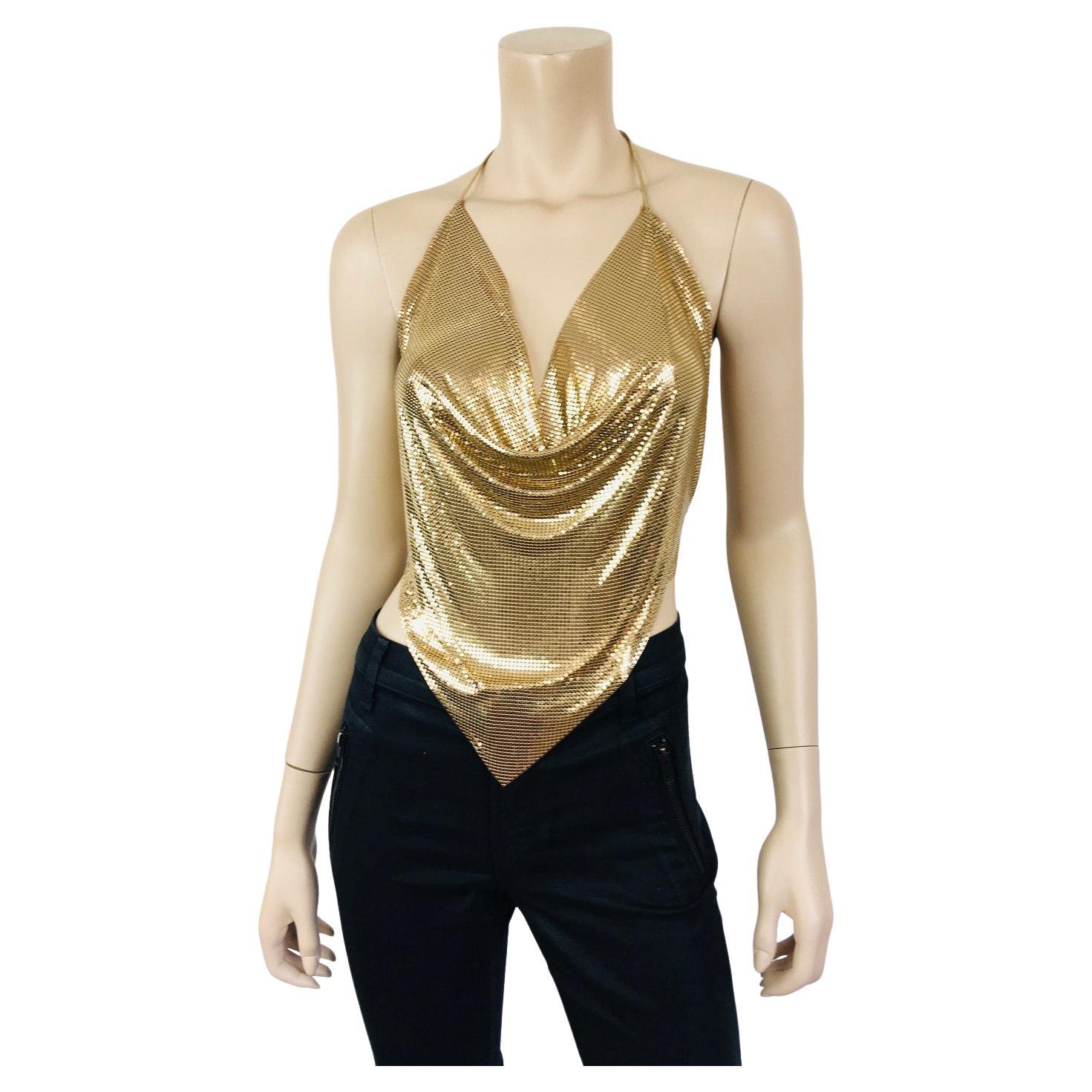 1970s Whiting and Davis Silver Metallic Chainmail Backless Vintage ...