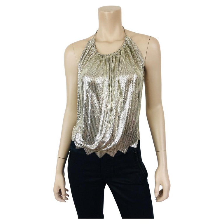 1970s Whiting and Davis Silver Metallic Chainmail Backless Vintage ...