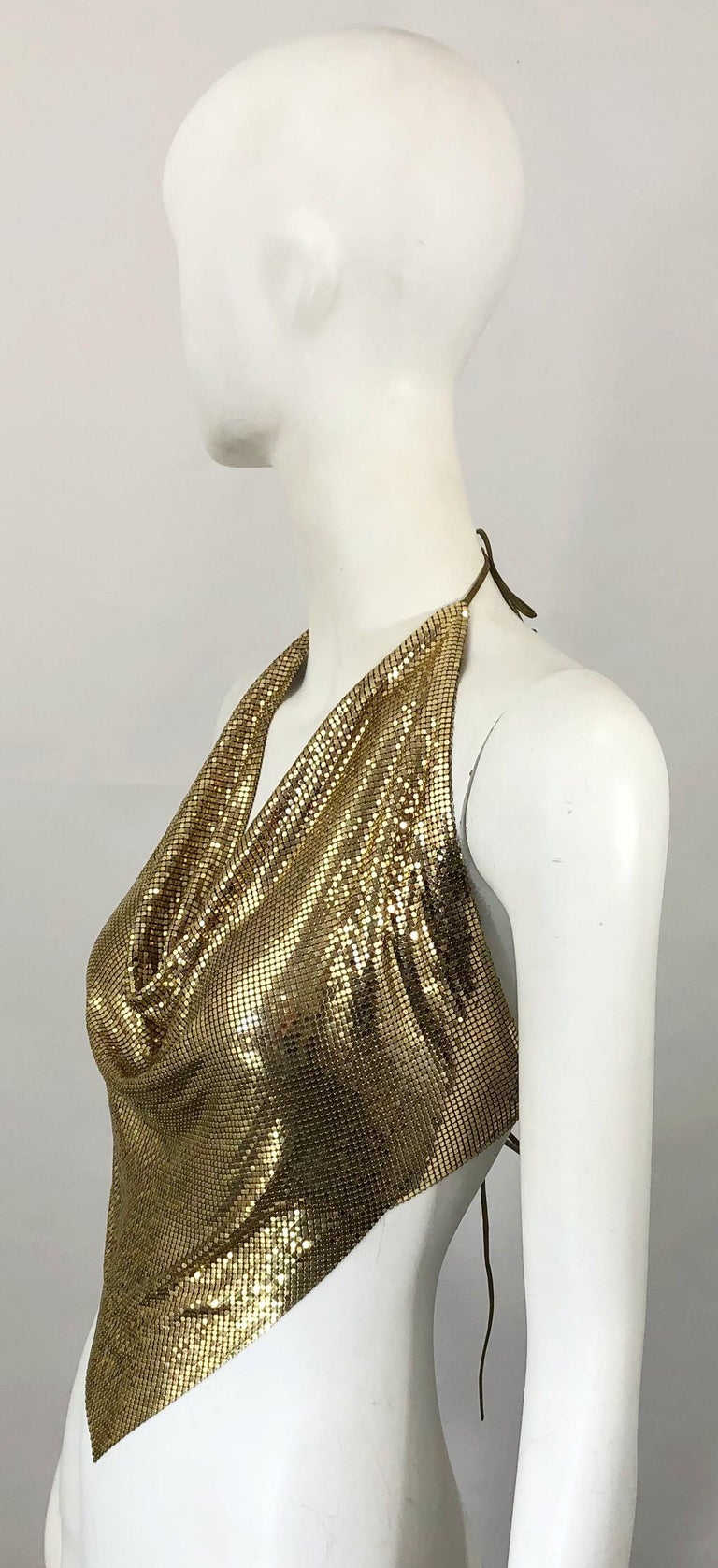 1970s Whting and Davis Gold Chain Mail Metal Mesh Vintage 70s Disco ...