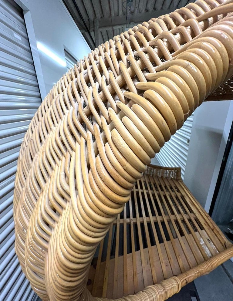 1970s Wicker Shell Indoor Lounge Chair For Sale at 1stDibs