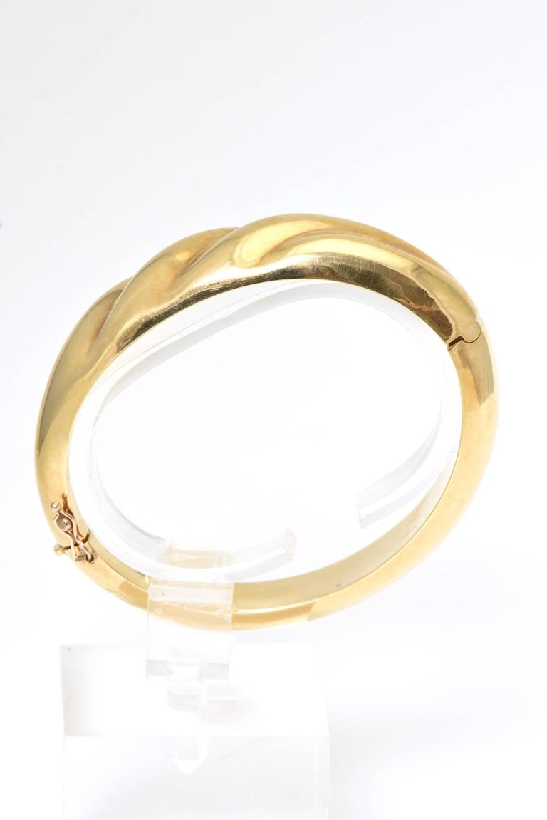 1970s Wide Yellow Gold Wave Bangle Bracelet at 1stDibs | wide gold ...