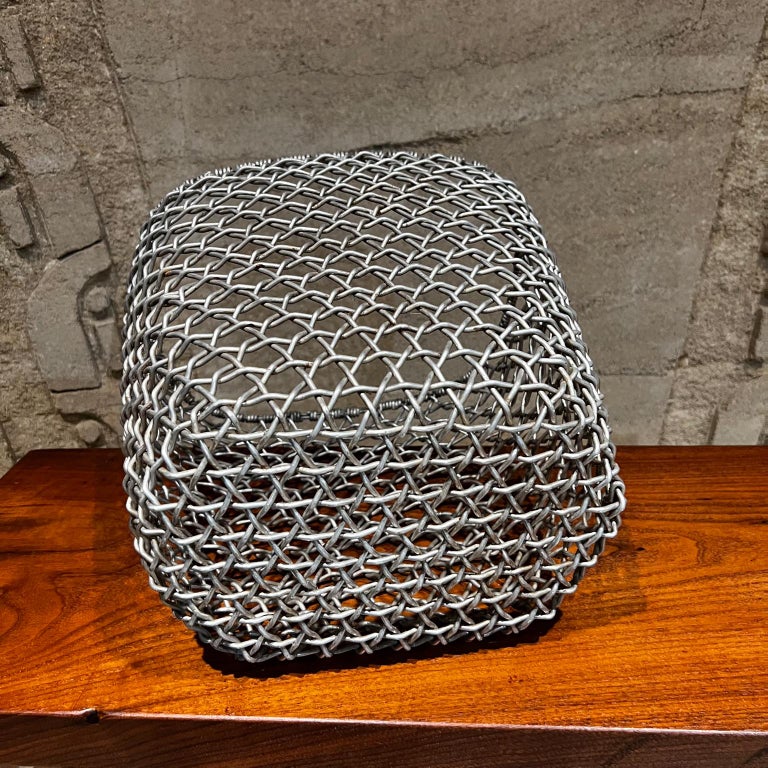 1970s Wire Basket Woven Aluminum Modern Waste Basket Container For Sale ...