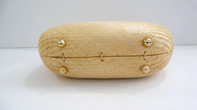 1970s Woven Rattan Bag W/ Gold Hardware at 1stDibs