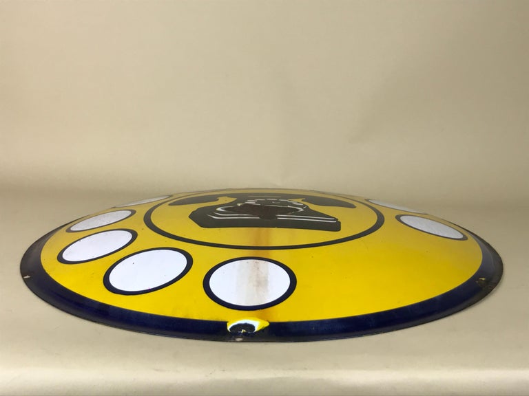 1970s Yellow Curved Enamel Metal Vintage Italian Telephone Sign, Sip ...