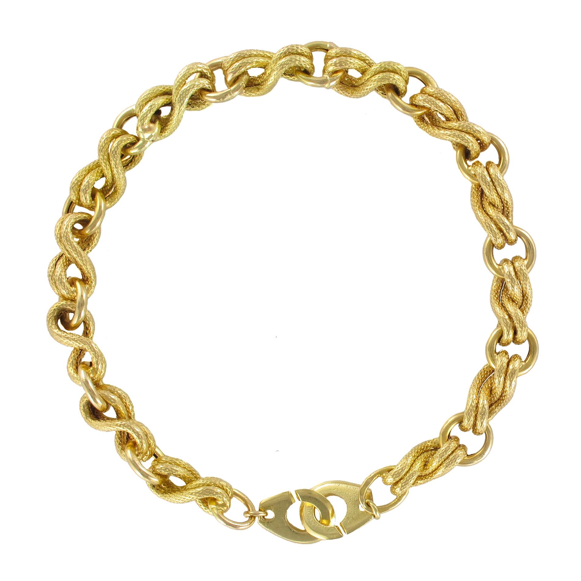 1970s French Caplain 18 Karat Yellow Gold Anchor Chain Bracelet at 1stdibs