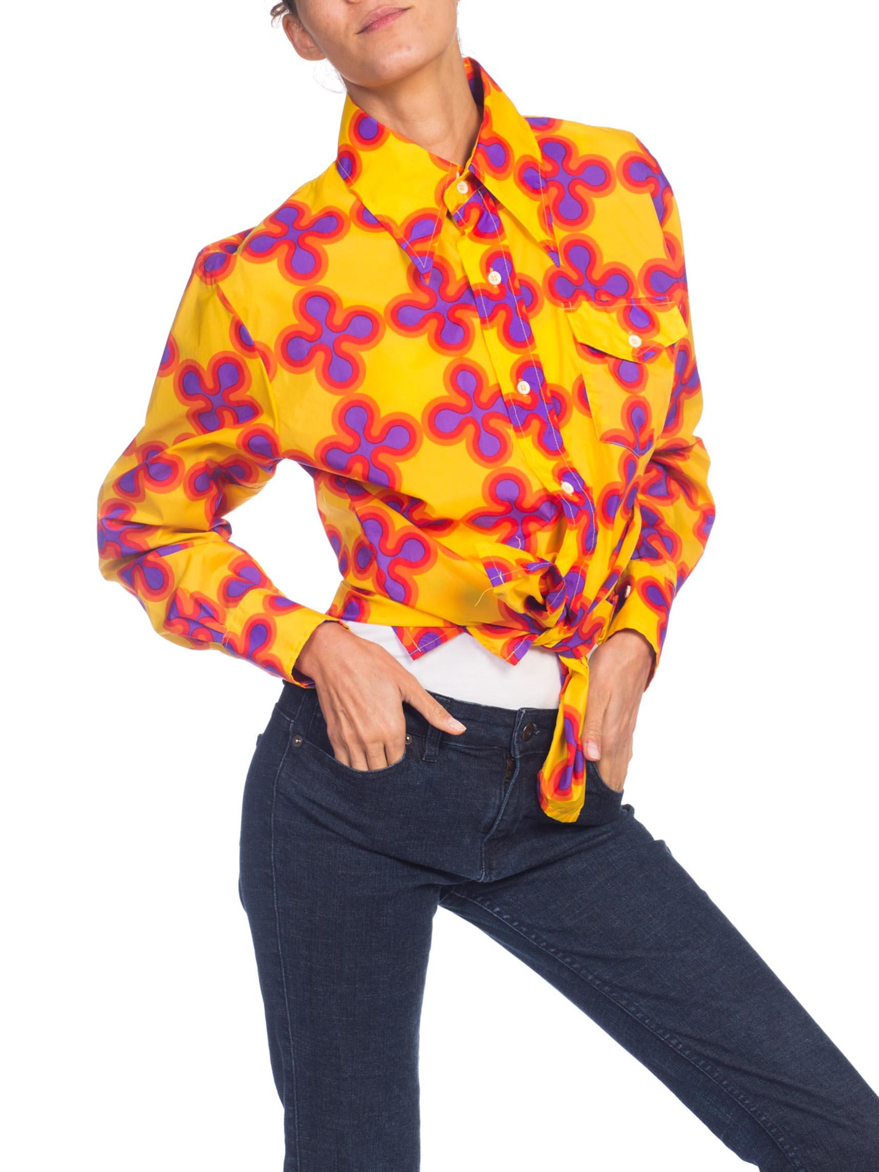 1970S Yellow and Pink Nylon Psychedelic Op-Art Men's Shirt at 1stDibs ...