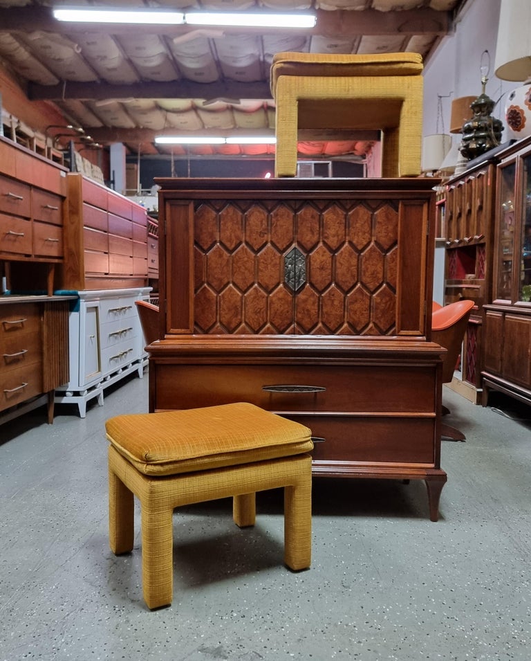1970s Yellow Velvet Ottoman's Benches Stools For Sale at 1stDibs