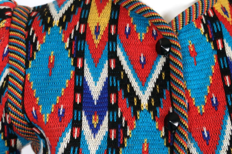 1979 YVES SAINT LAURENT bright Ikat cardigan sweater For Sale at 1stDibs