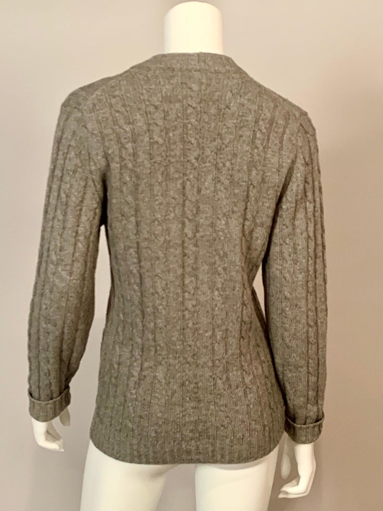 1970's Yves Saint Laurent Grey Cashmere Cable Knit Cardigan Sweater at ...