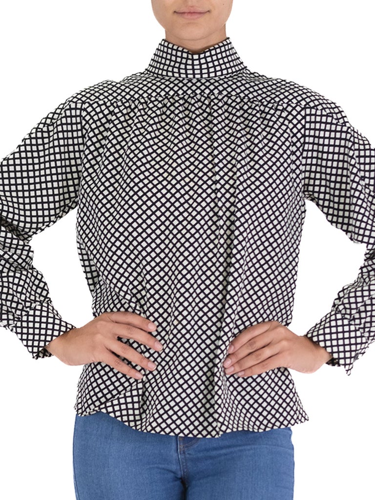 1970S Yves Saint Laurent White and Black Rive Gouche Wool Geometric ...