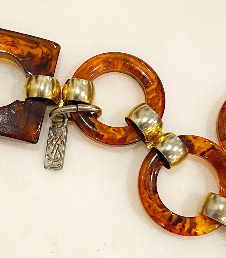 1970s Yves Saint Laurent YSL Tortoise Lucite Vintage Chain Link Belt or ...