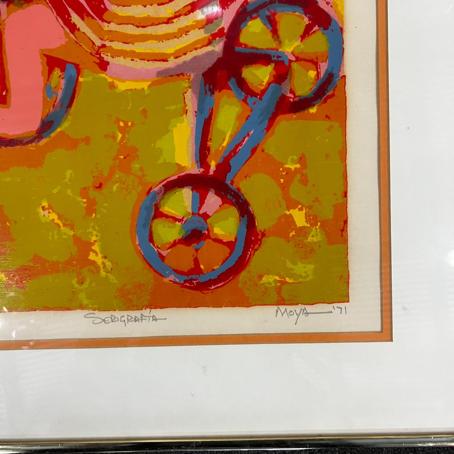 1971 Girl on Tricycle Modern Lithograph signed Serigraphia Moya Mexico ...
