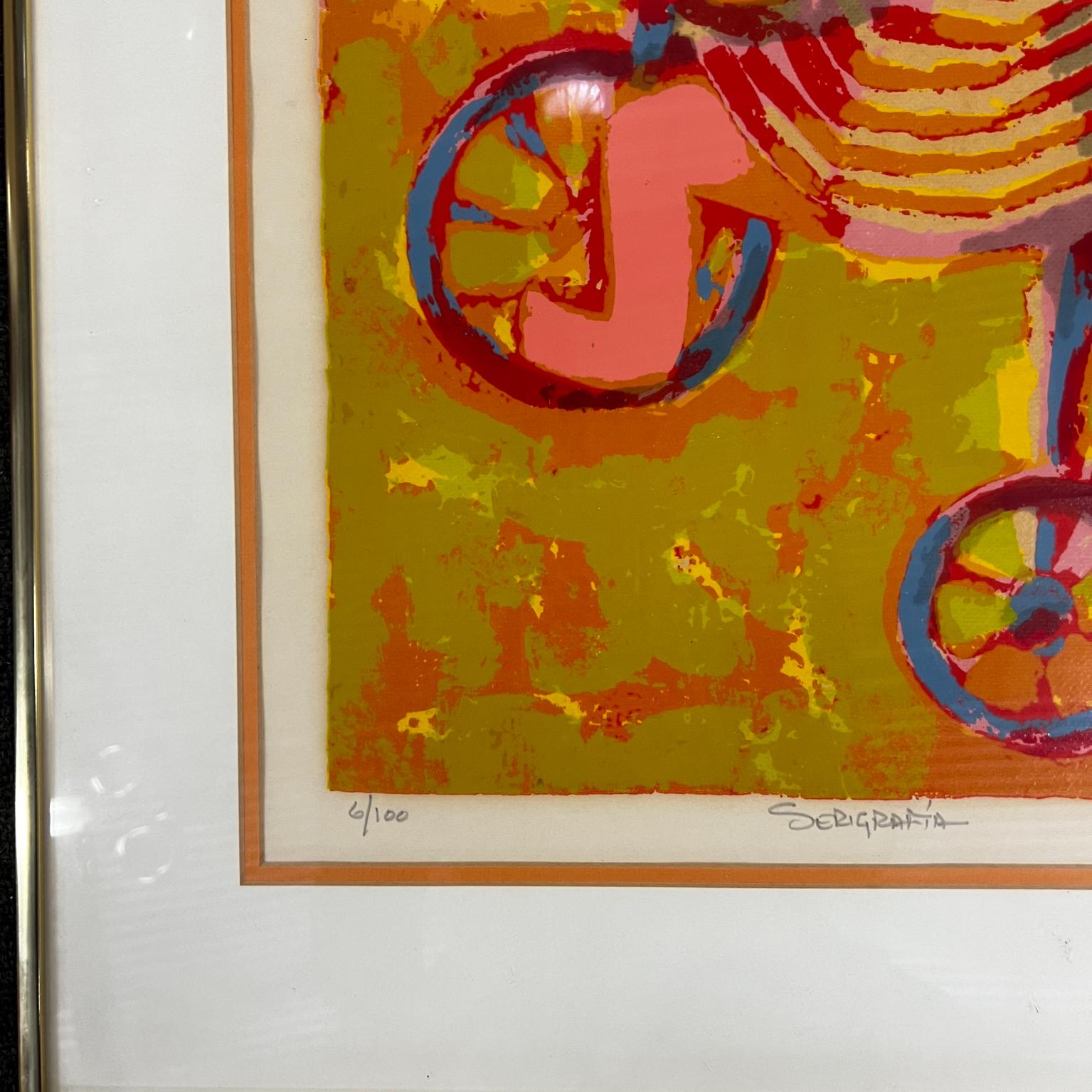 1971 Girl on Tricycle Modern Lithograph signed Serigraphia Moya Mexico ...