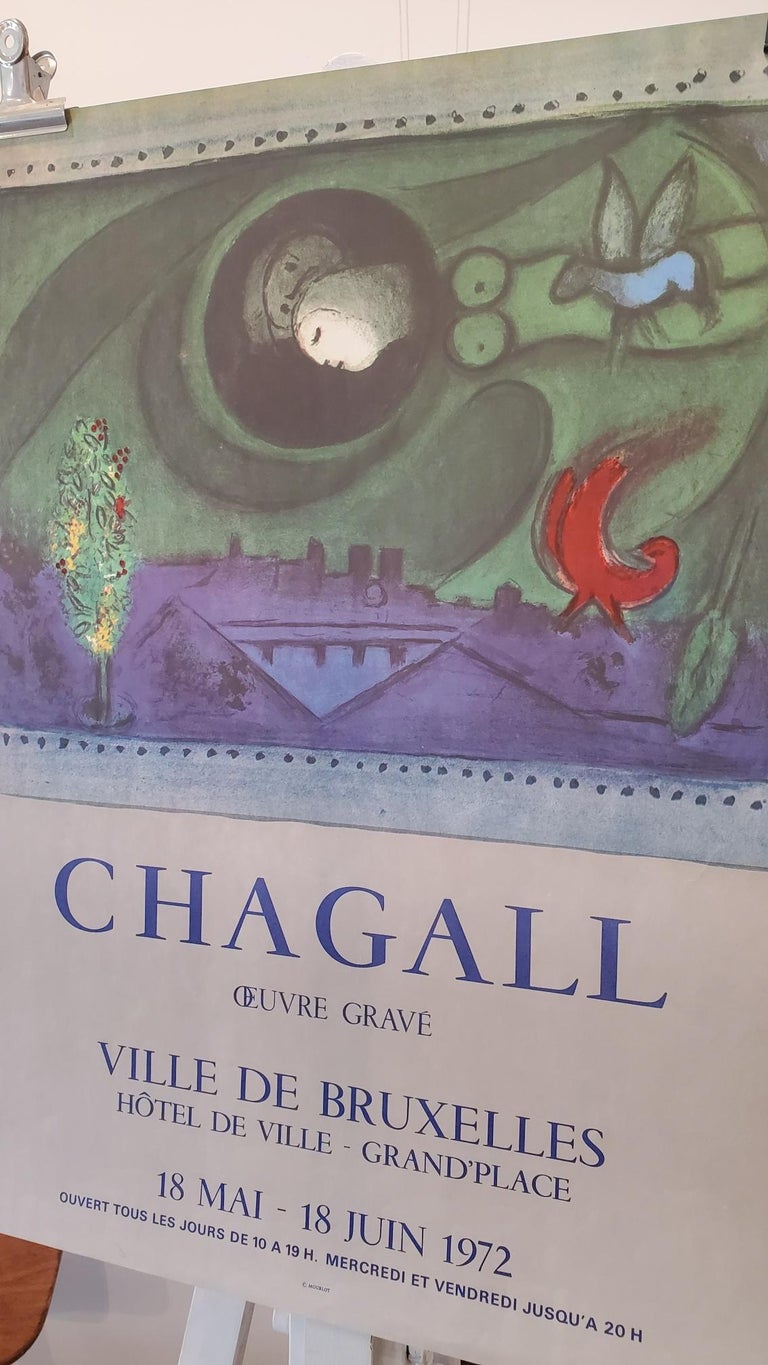 1972 Original Vintage Exhibition poster, MARC CHAGALL, 'Ville De ...