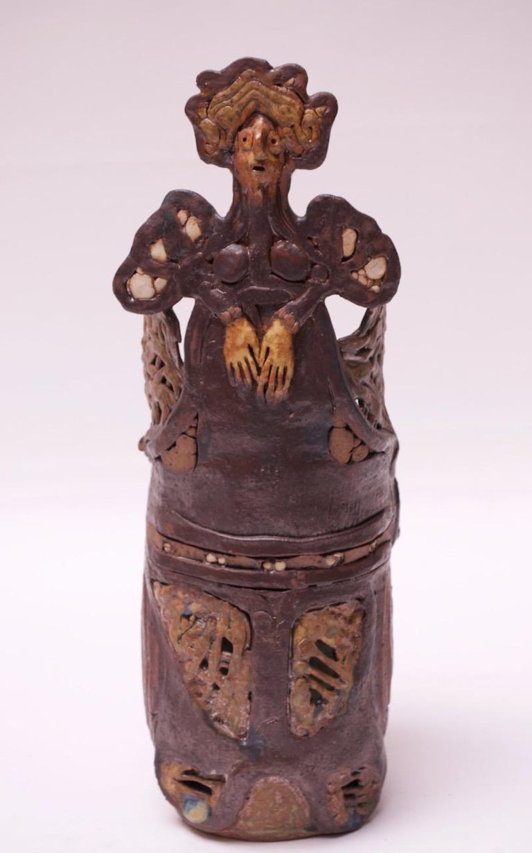 1975 Crude Studio Stoneware "Angel" Vase by Pollack For Sale at 1stDibs
