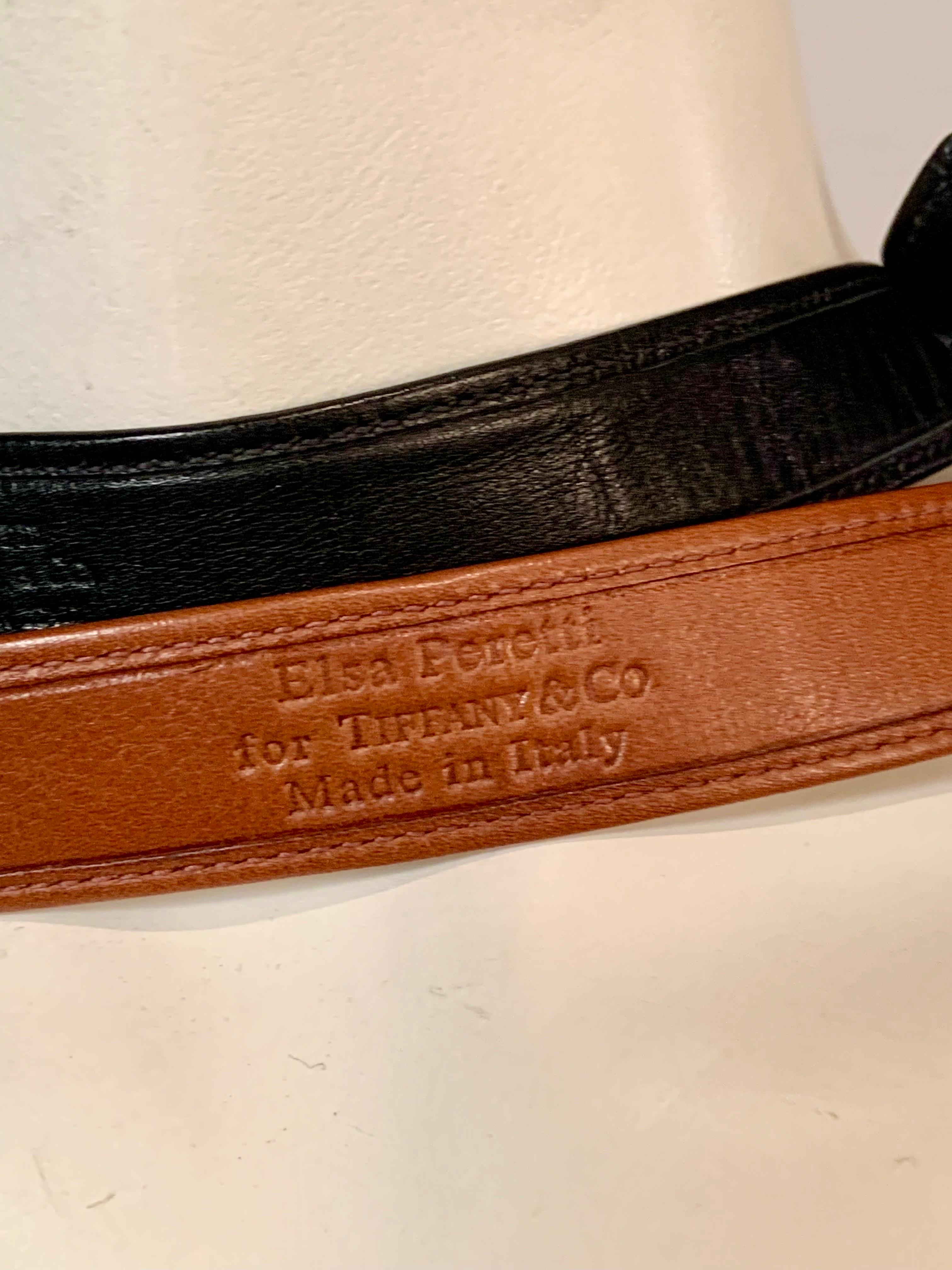 1975 Elsa Peretti Sterling Heart Buckle with Black and Brown Leather ...