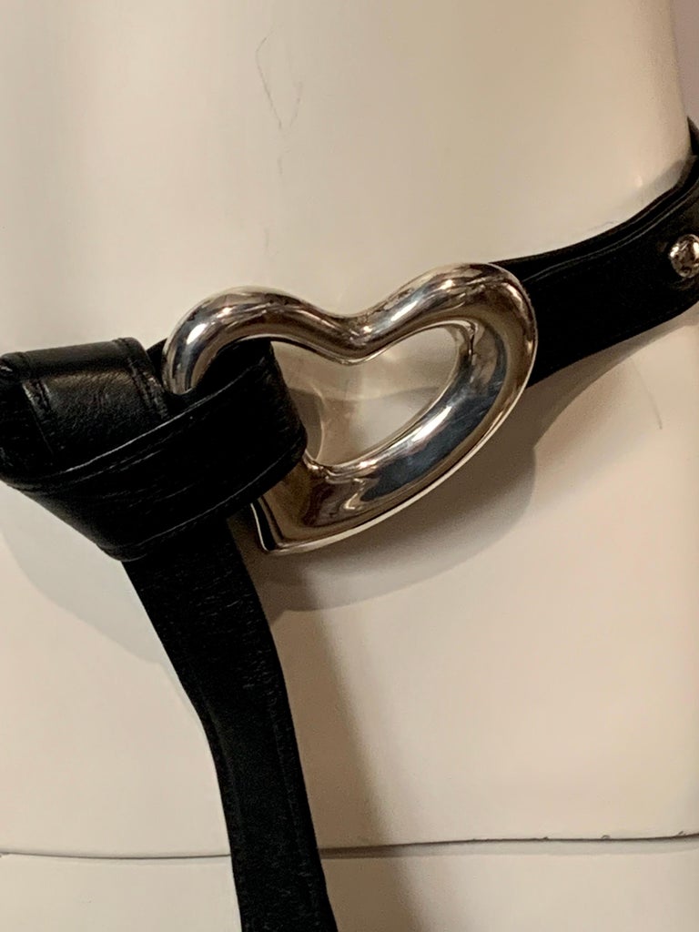 1975 Elsa Peretti Sterling Heart Buckle with Black Brown and Cream ...