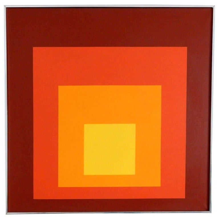 1975 Hard Edge Square Oil Painting on Canvas, in the Manner of Josef ...