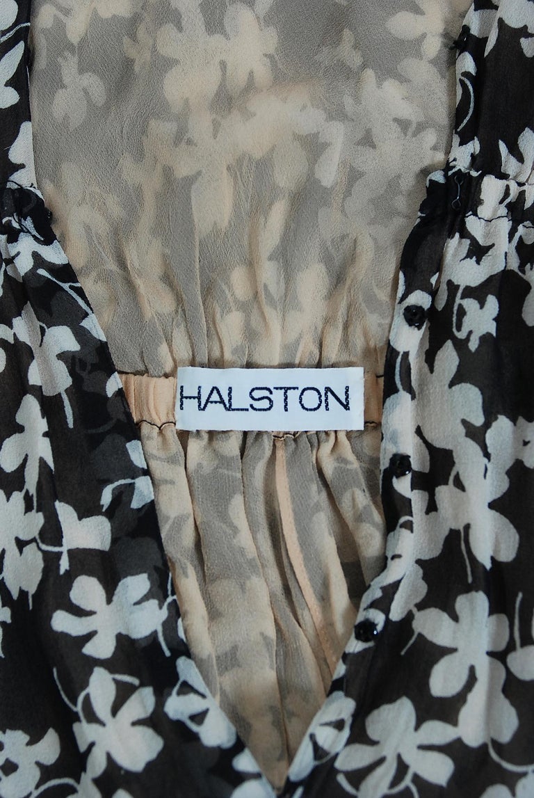 Vintage 1975 Halston Couture Documented Black and Ivory Clover Print ...