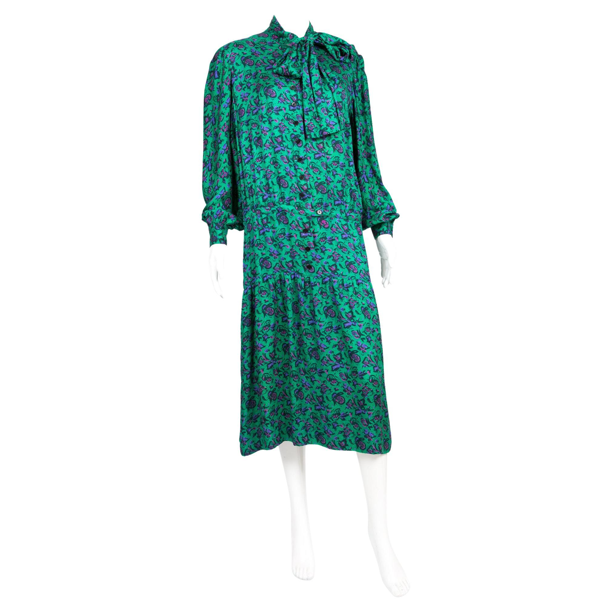 1975 Lanvin Haute Couture Silk Dress Numbered For Sale at 1stDibs