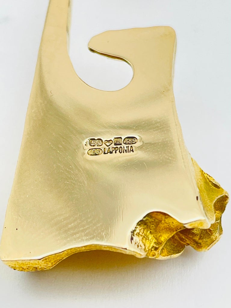 1976 Bjorn Weckstrom Finland "Spring of Meriba" Yellow Gold Necklace ...