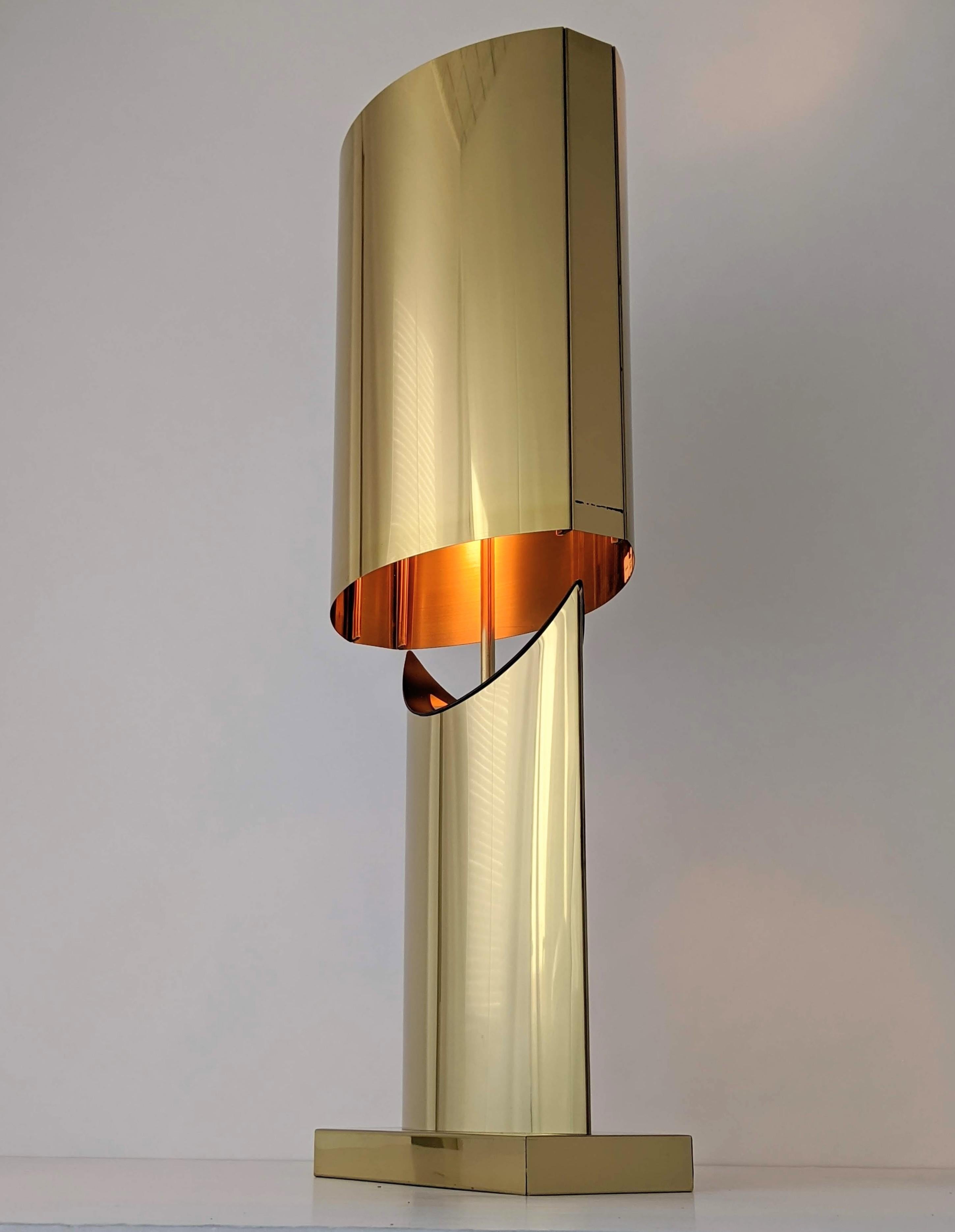 1976 Curtis Jere Huge Brass-Plated Table Lamp, USA at 1stDibs | curtis ...