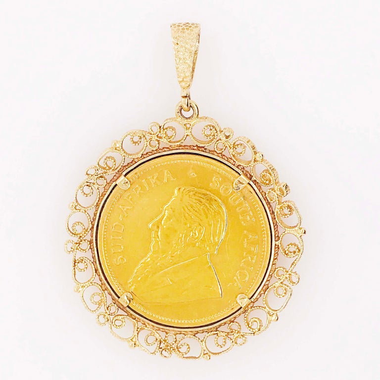 1976 South Africa 1 oz Krugerrand Gold Coin with Custom Gold Lace ...