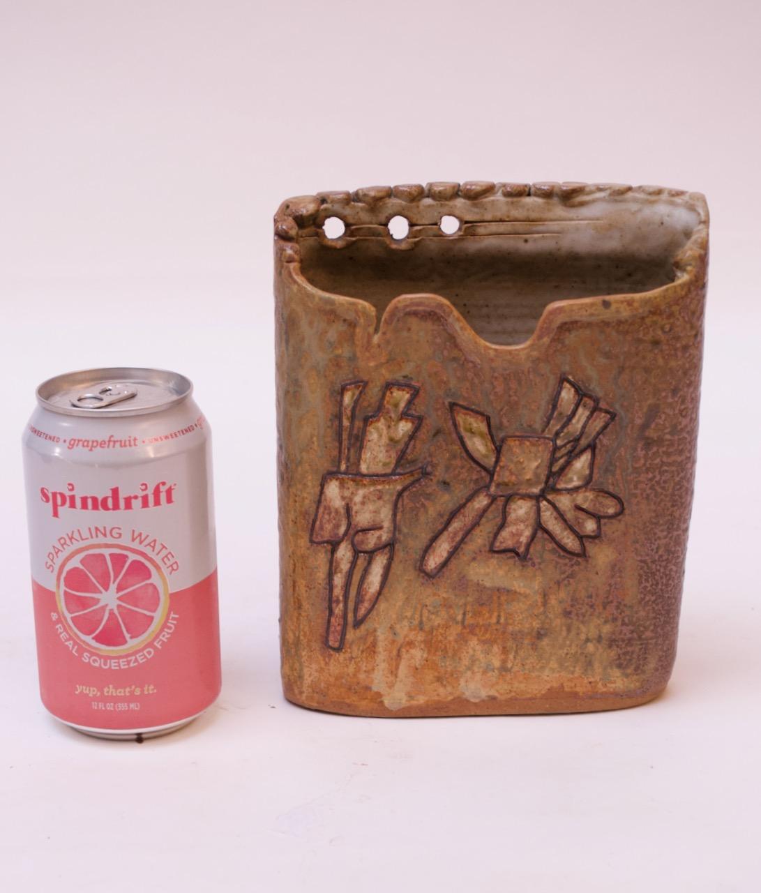 1976 Studio Stoneware Abstract Vase Signed Pollack For Sale at 1stDibs