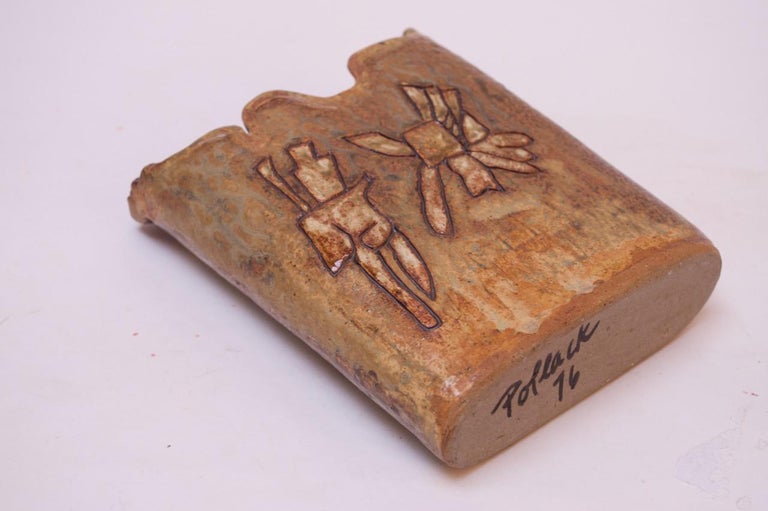 1976 Studio Stoneware Abstract Vase Signed Pollack For Sale at 1stDibs